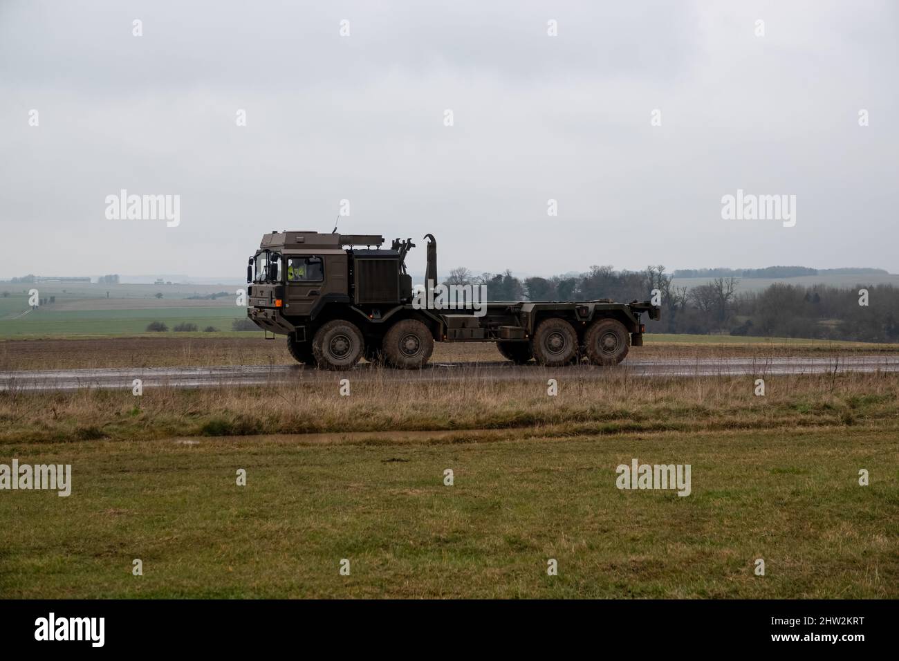 British army MAN HX77 SV 8x8 EPLS Heavy Utility Truck in action on a ...