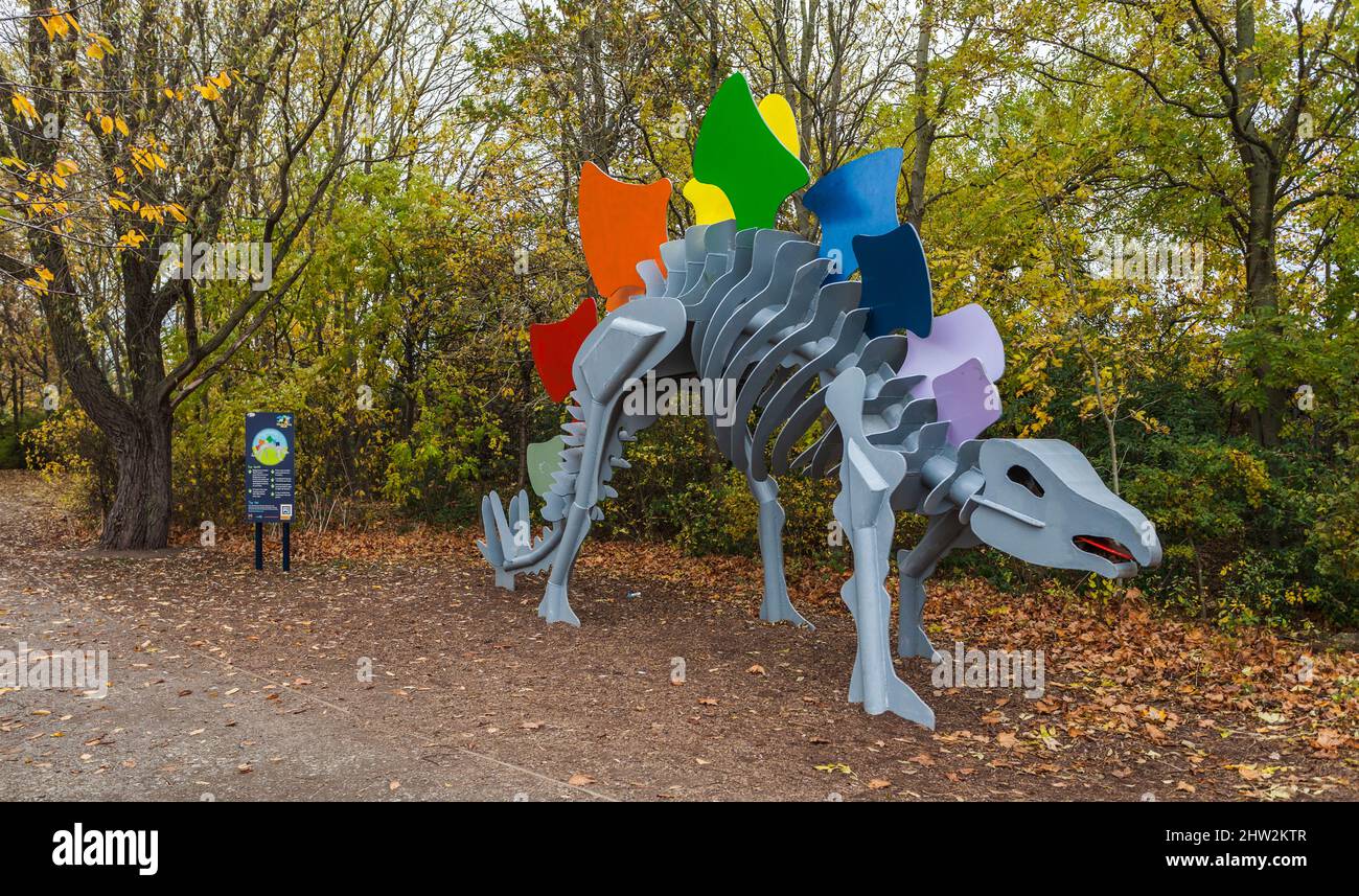 A Stegosaurus sculpture at Teessaurus Park,Middlesbrough,England,UK ...