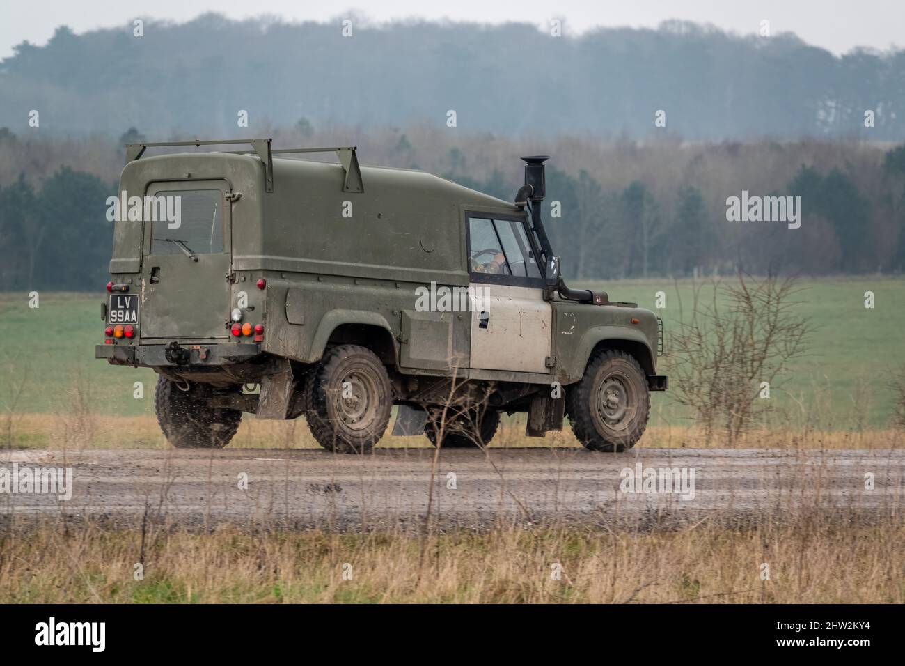 British Army Land Rover Defender Wolf medium utility vehicle in action ...
