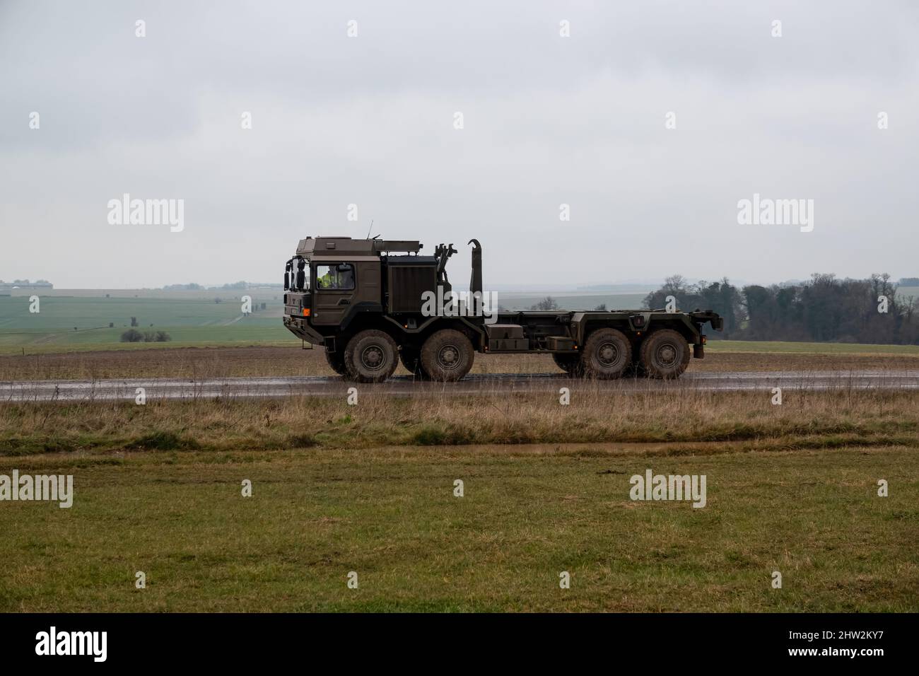 British army MAN HX77 SV 8x8 EPLS Heavy Utility Truck in action on a ...