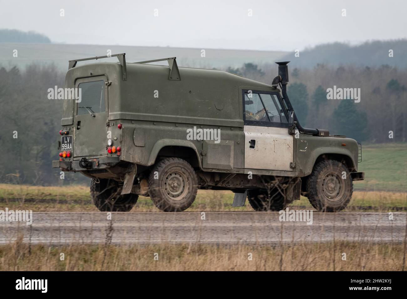 British Army Land Rover Defender Wolf medium utility vehicle in action ...