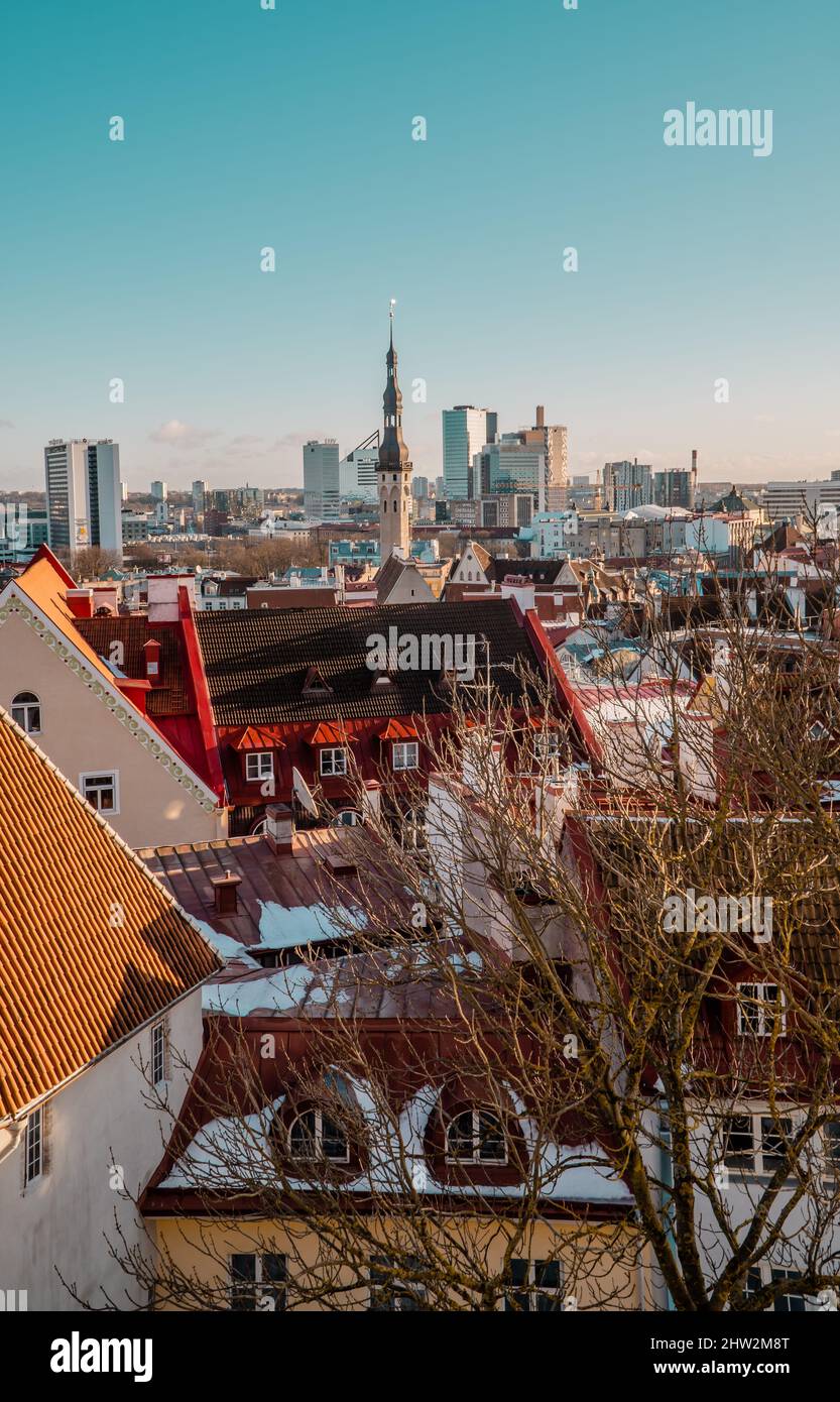 Vertical sunset view of downtown Tallinn from Kohtuotsa Viewing ...