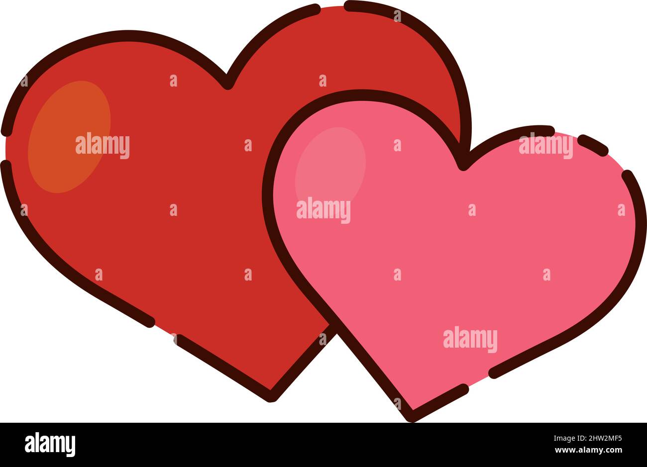 Isolated pair of hearts flat design icon Vector illustration Stock ...