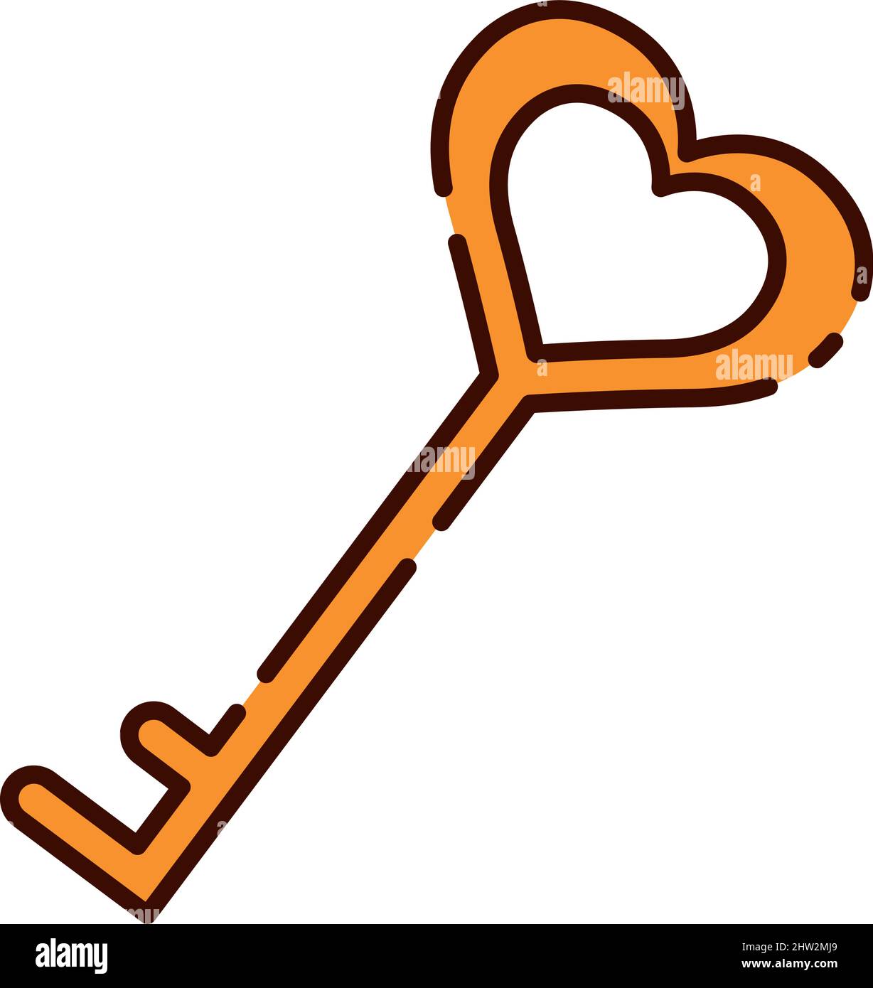 Isolated golden key with heart shape flat design icon Vector ...