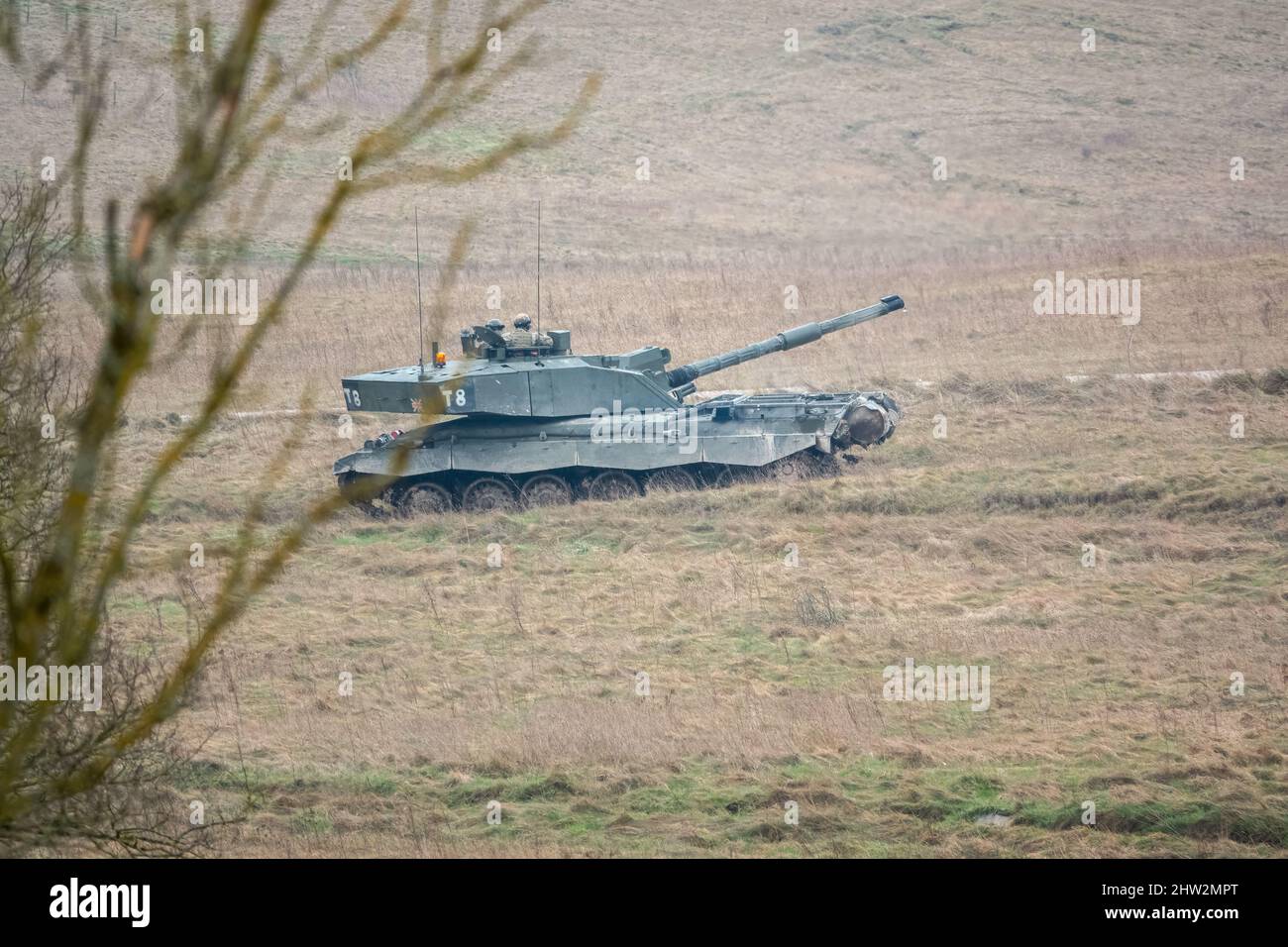 british army challenger 2 main battle tank in action on exercise on ...