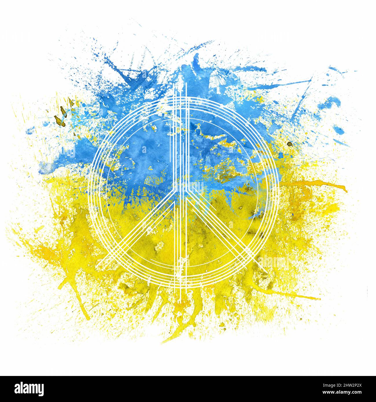 Creative political illustration with peace symbol on white background ...