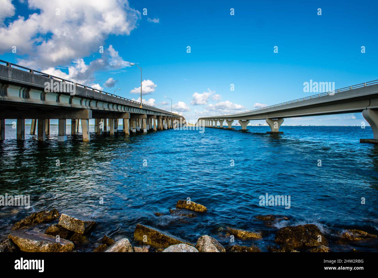 Beautiful view of a Florida Bridge Causeway under the clear sky Stock ...