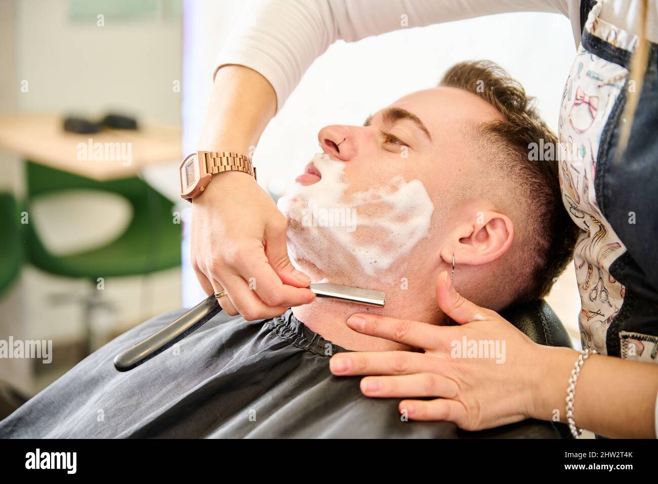 Retro shaving foam in barber hi-res stock photography and images - Alamy