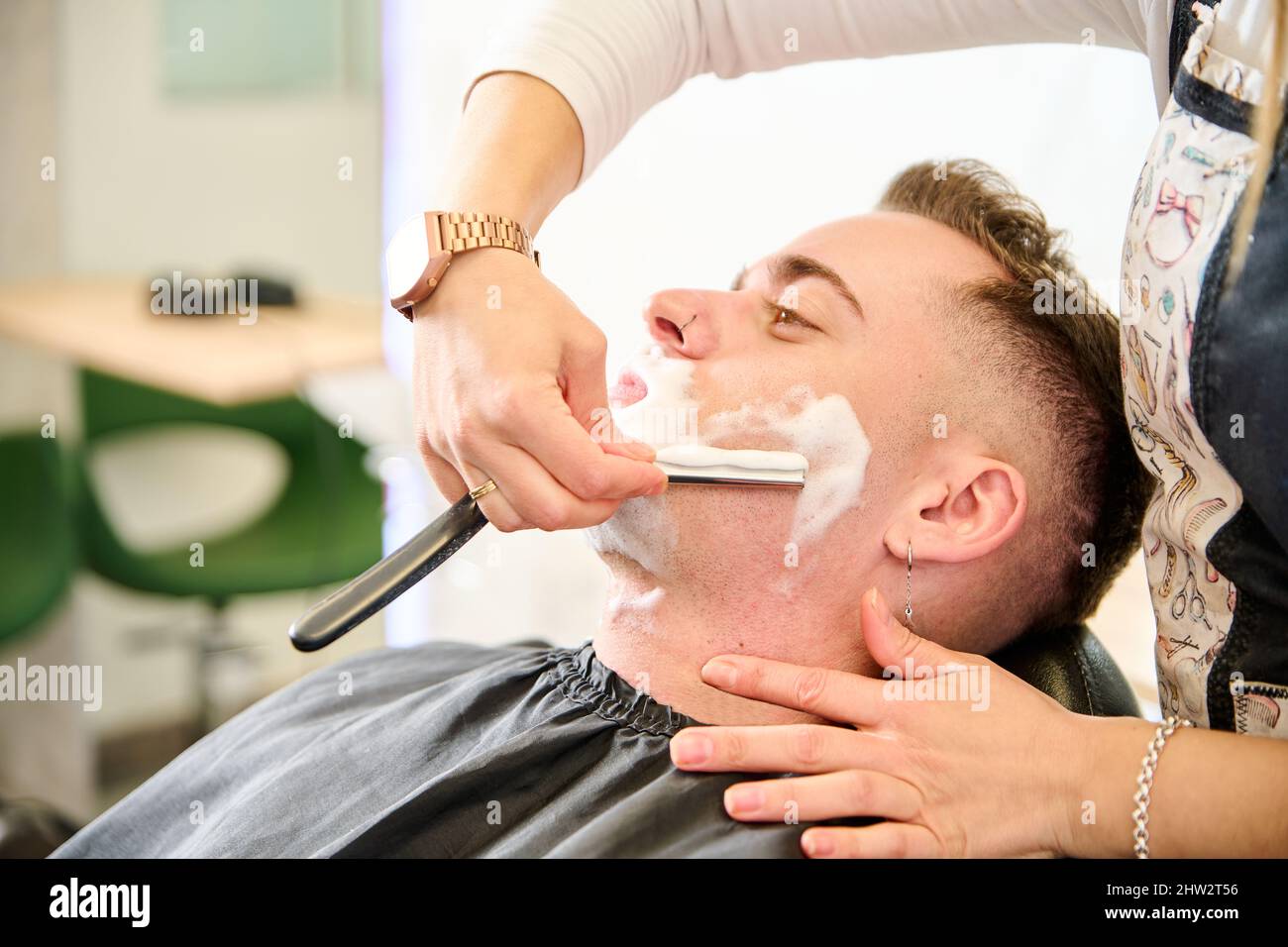 Retro shaving foam in barber hi-res stock photography and images - Alamy