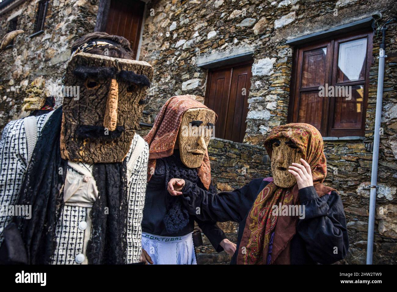 Gois, Portugal. 27th Feb, 2022. Folioes parade through the villages. In ...