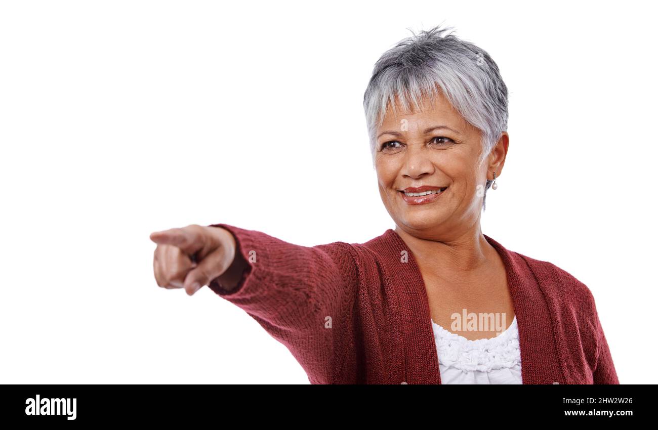 Senior old woman pointing on hi-res stock photography and images - Alamy