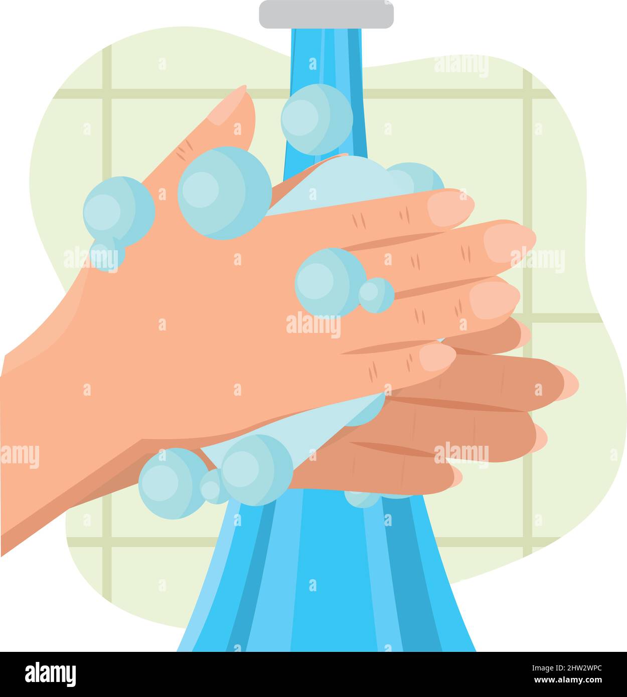 Pair of hands being washed with soap Prevention and selfcare Vector ...