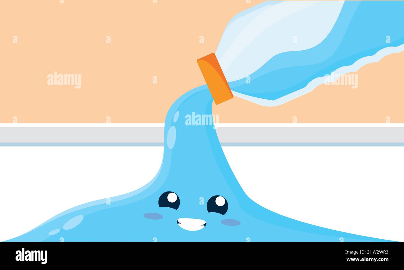 Water bottle dropping a happy water cartoon Vector illustration Stock ...