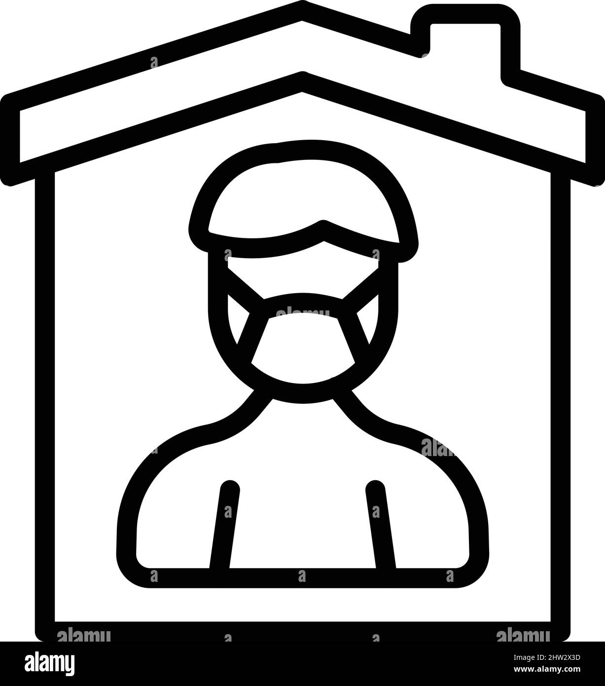 Self isolation mask icon outline vector. Home people. Corona online ...