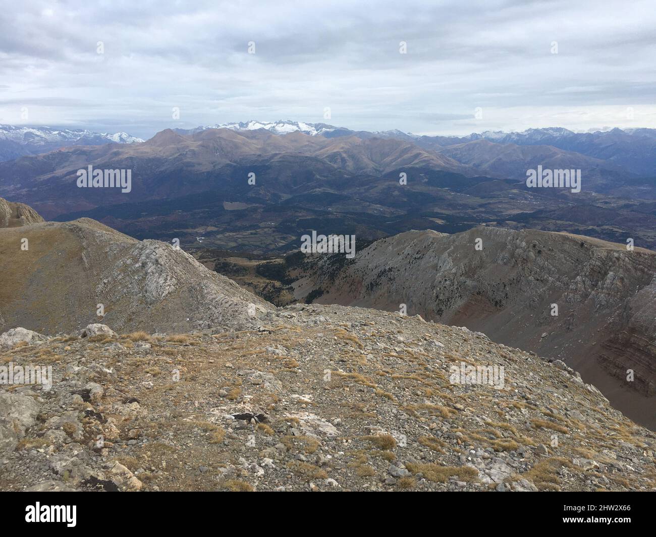Beautiful view of the Pyrenees mountains taken from the top of the ...