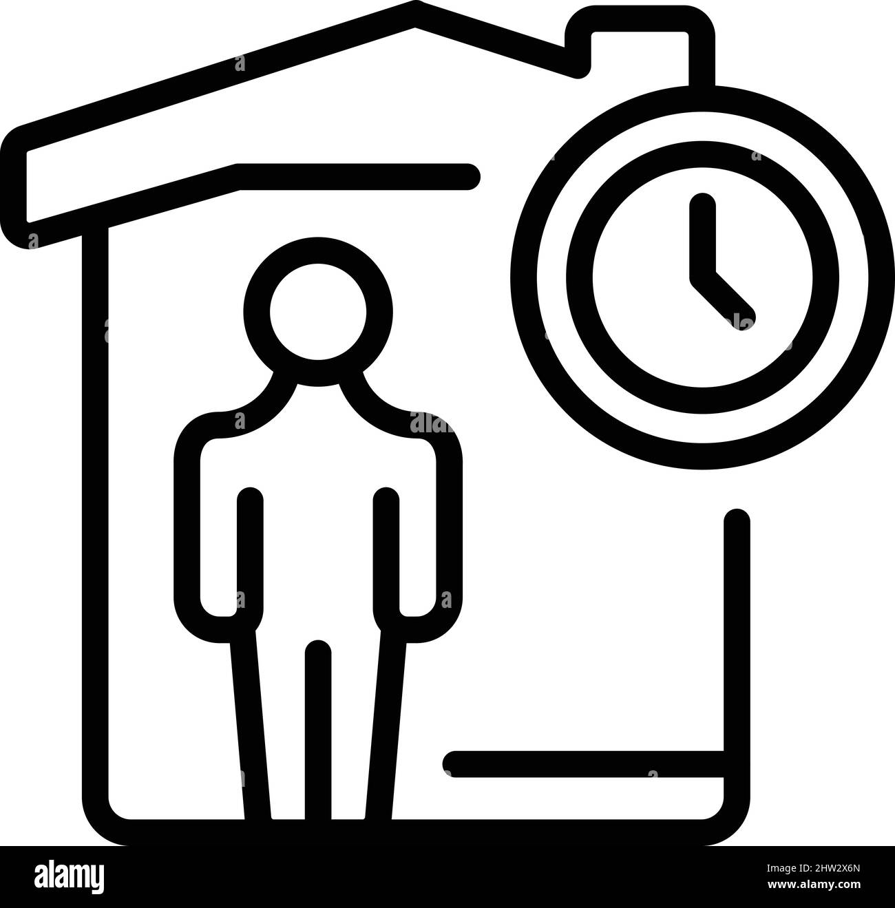 Self isolation icon outline vector. Family protection. Home quarantine ...