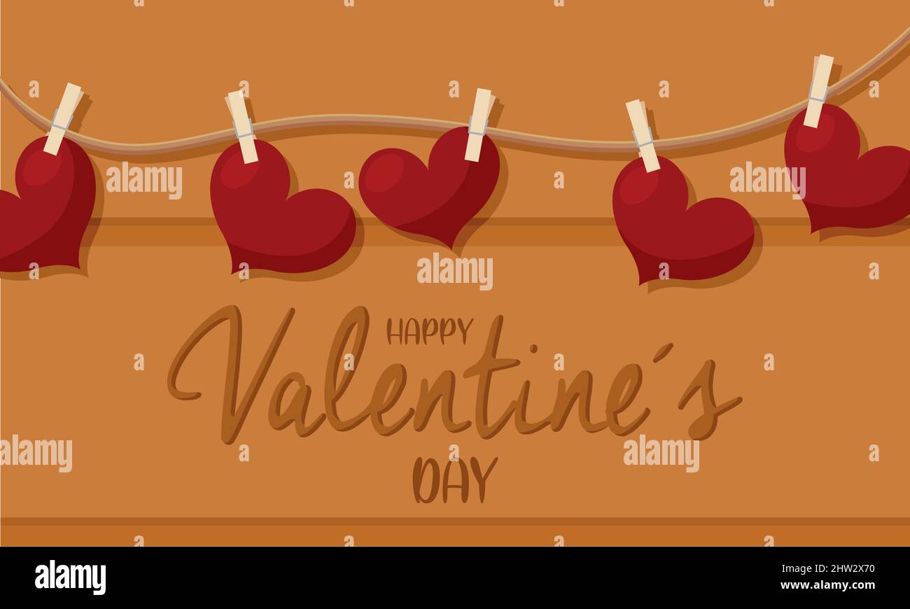Horizontal valentine day poster with red heart shapes Vector ...