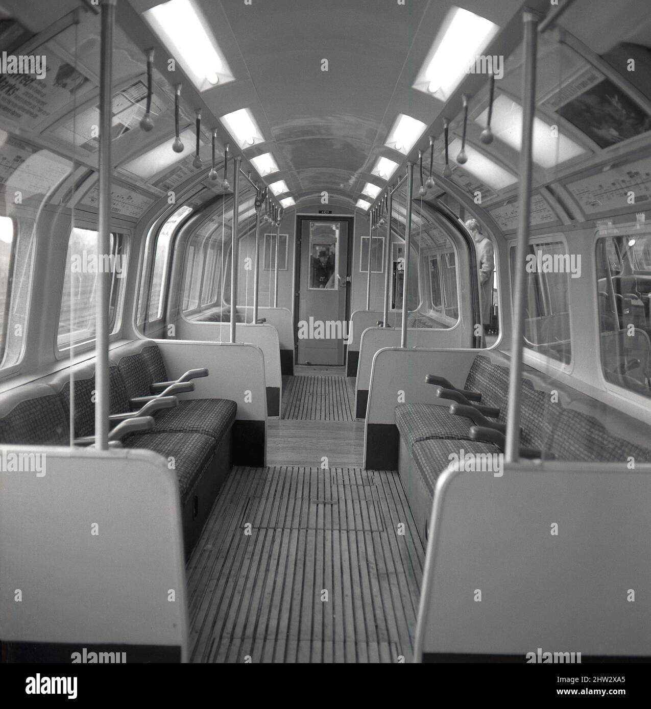 1960s, historical, inside view of a London Underground tube train Stock ...