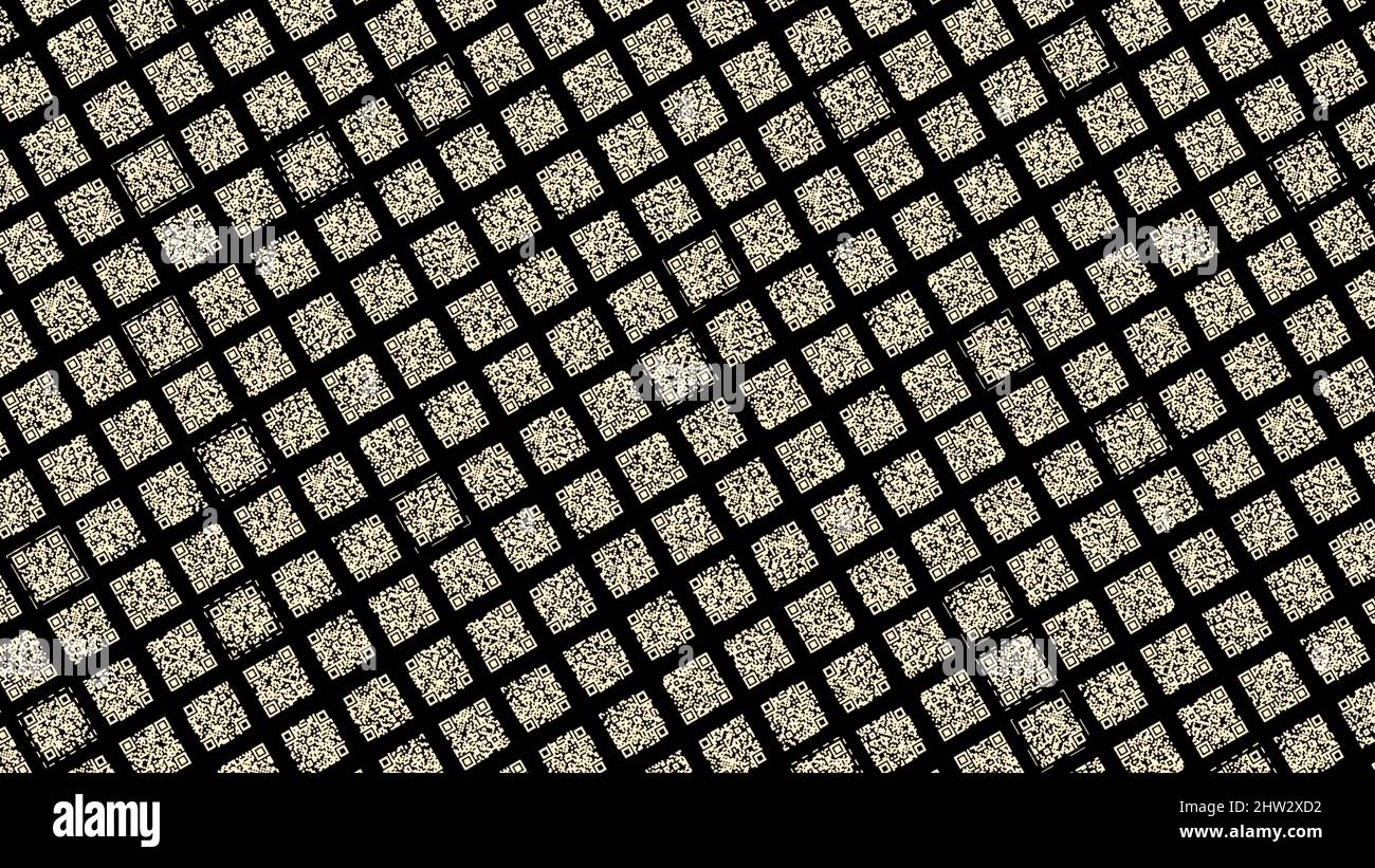 Abstract diagonal rows of same size QR codes moving down slowly ...