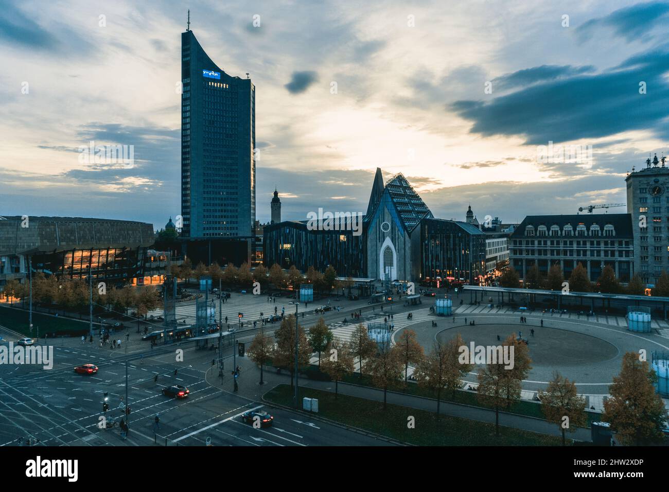 Beautiful Panoramic scene of the Leipzig University next to Church ...
