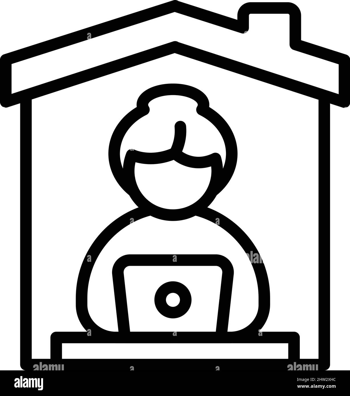 Freelancer isolation icon outline vector. House isolation. Self remote ...