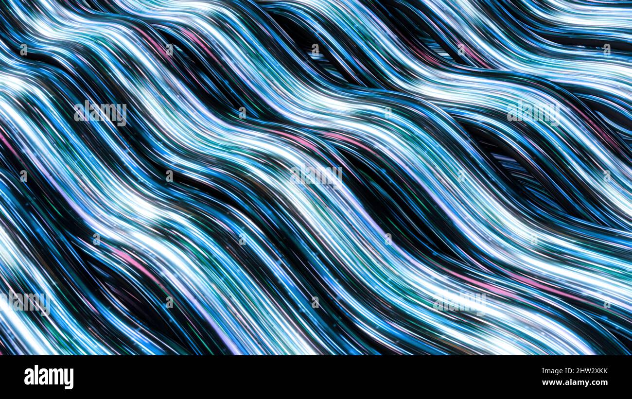 Wavy paths of glowing lines. Animation. Luminous streams of energy ...