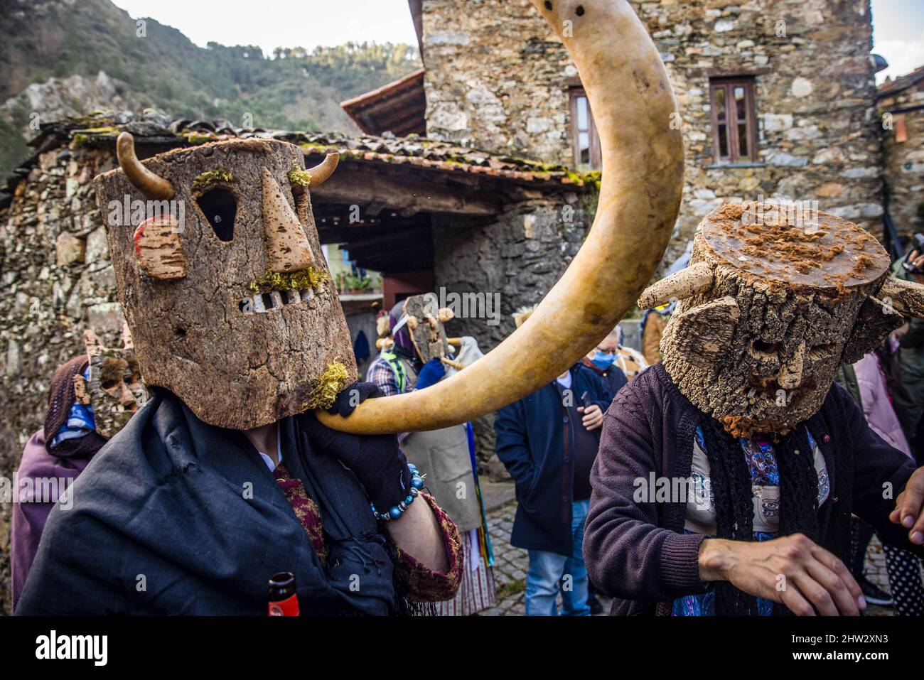 Gois, Portugal. 27th Feb, 2022. Folioes parade through the villages.In ...