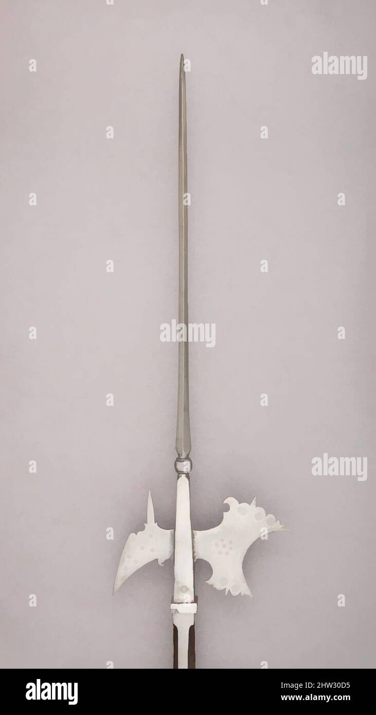 Art inspired by Halberd, ca. 1550, Flemish, Steel, wood, L. 96 in. (243 ...