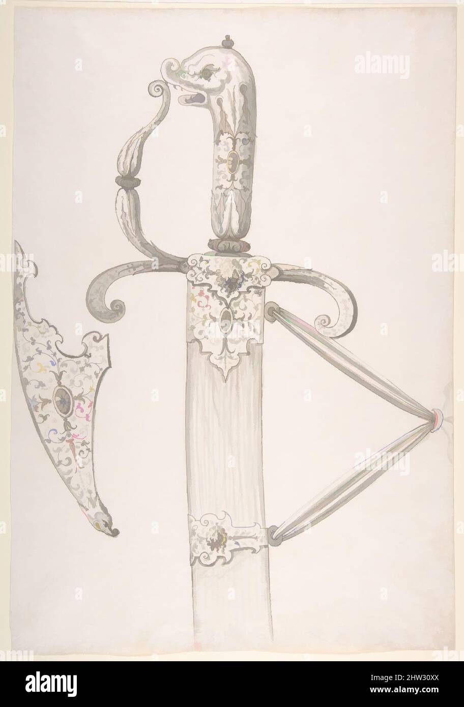 Art inspired by Drawing of Design for Sword Hilt and Tip of Scabbard ...