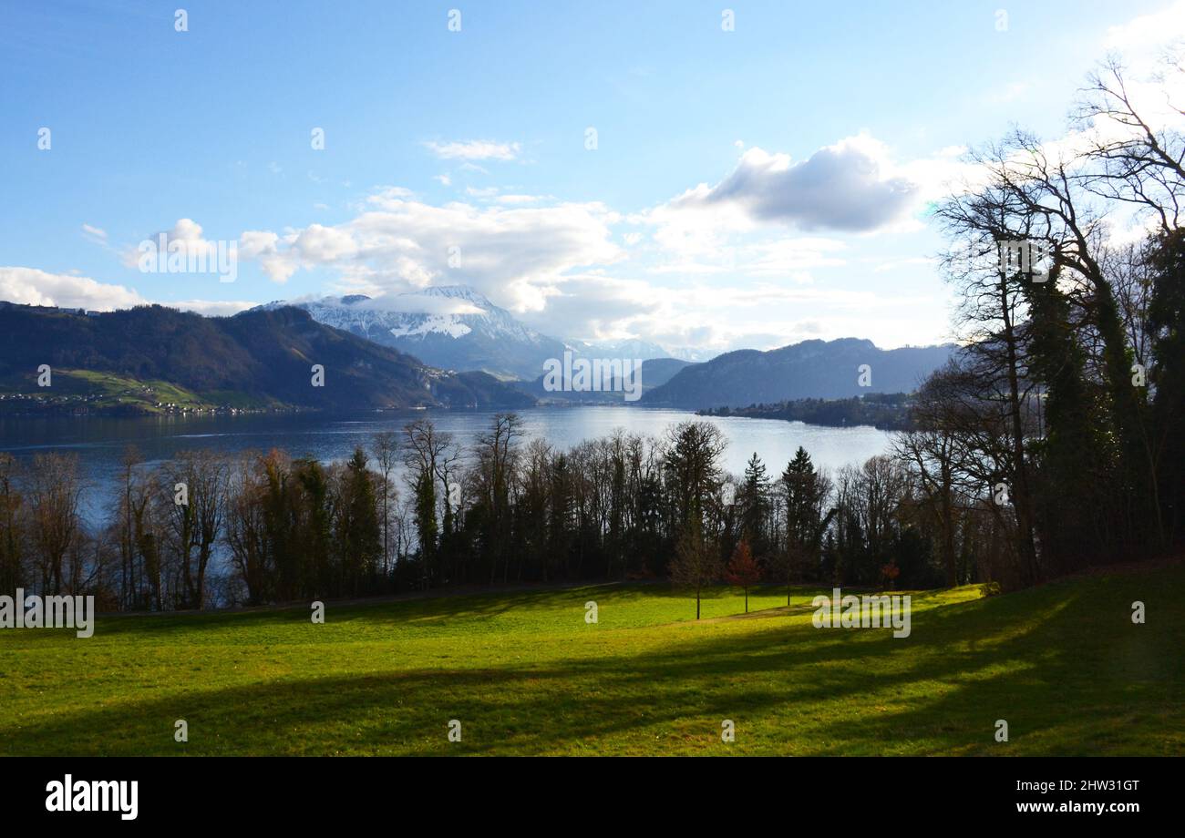 Landscape with Lucerne lake during early spring Stock Photo - Alamy