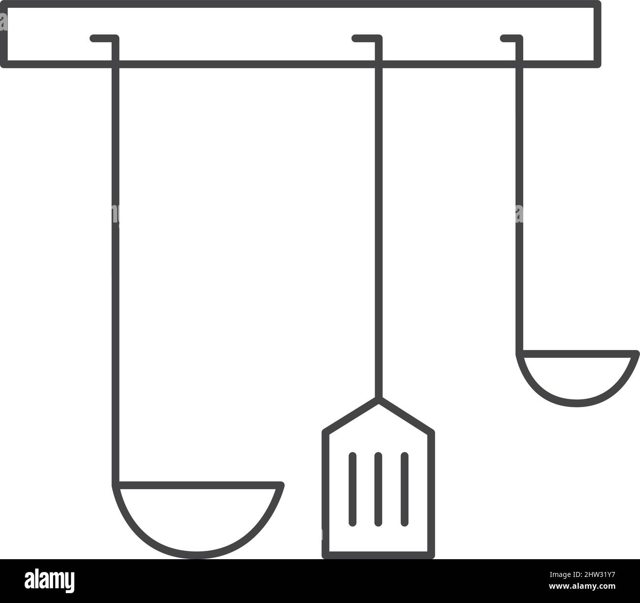 Ladle hanger line icon. Kitchen utensil holder isolated on white ...
