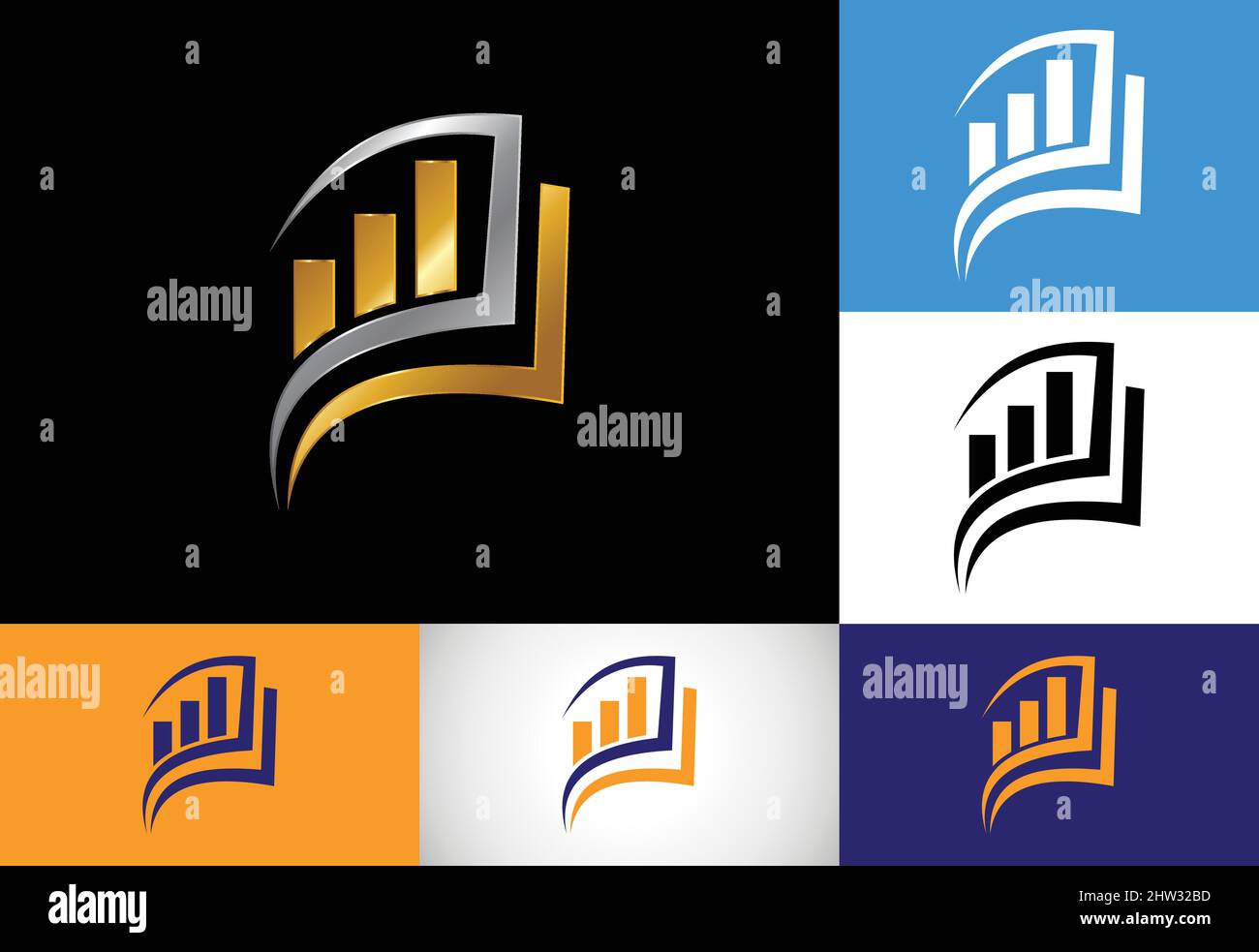 Multiple color variation finance and accounting logo design vector ...