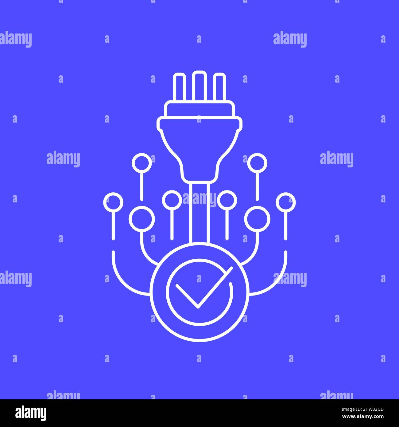 electric plug with 3 pins, electricity line icon Stock Vector Image ...