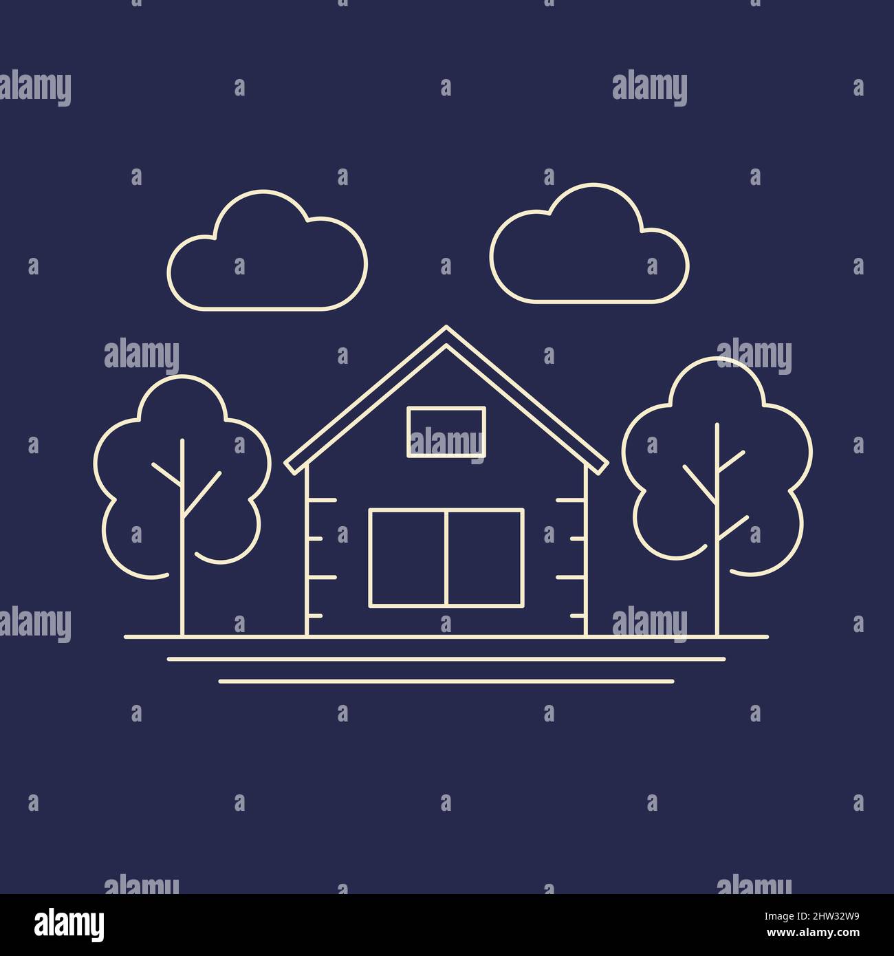 Forest scandinavian cabin in Stock Vector Images - Alamy