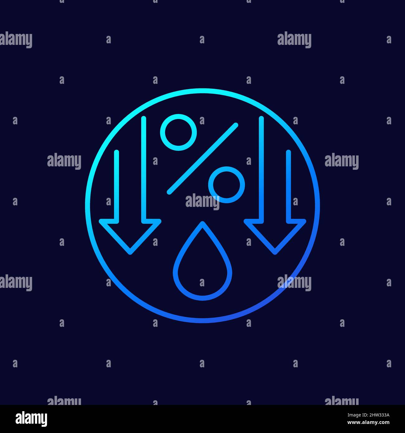 Humidity decrease line icon with water drop Stock Vector Image & Art ...