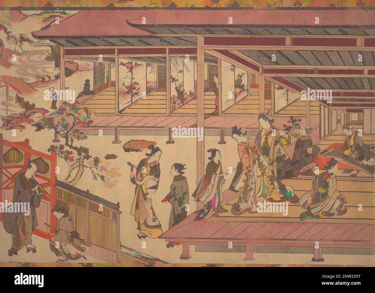 Art inspired by A Man Standing Outside the Gate of a Large House, Edo ...