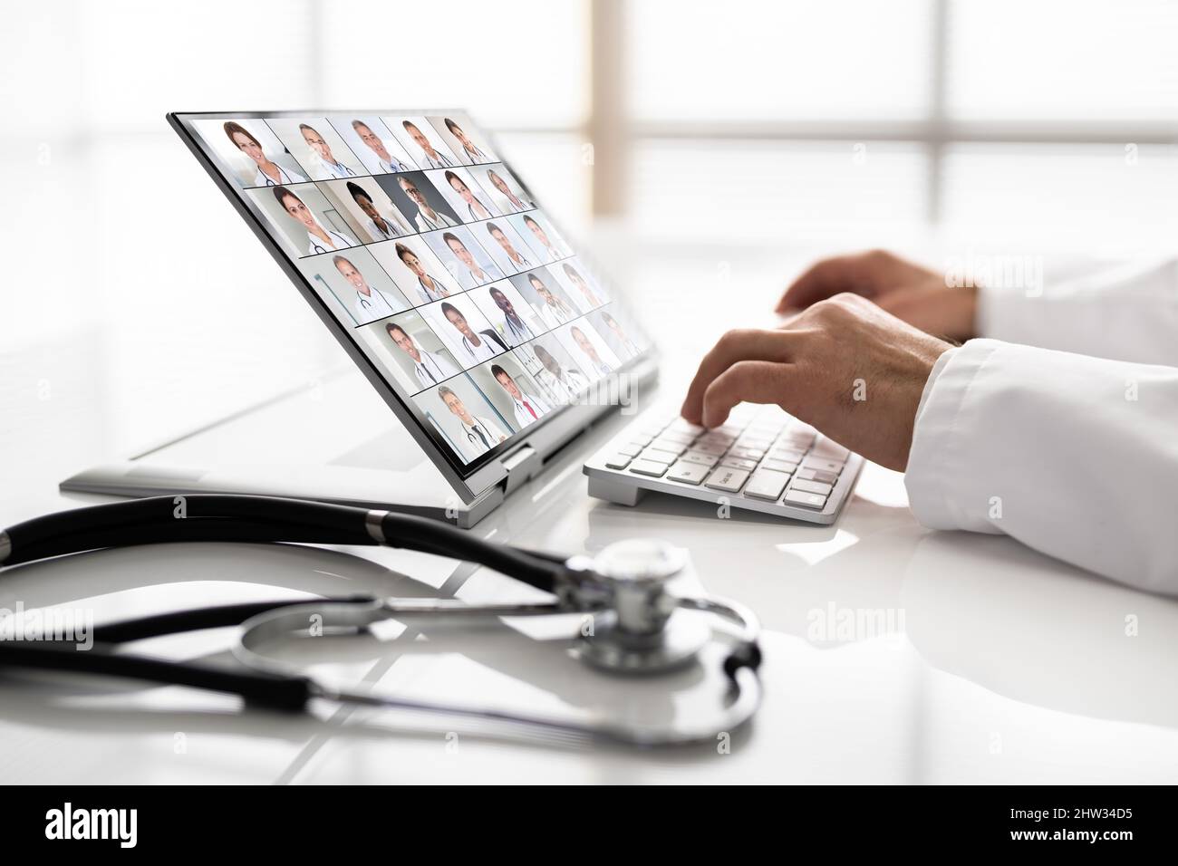 Medical Doctor Online Elearning Video Conference Technology Stock Photo ...