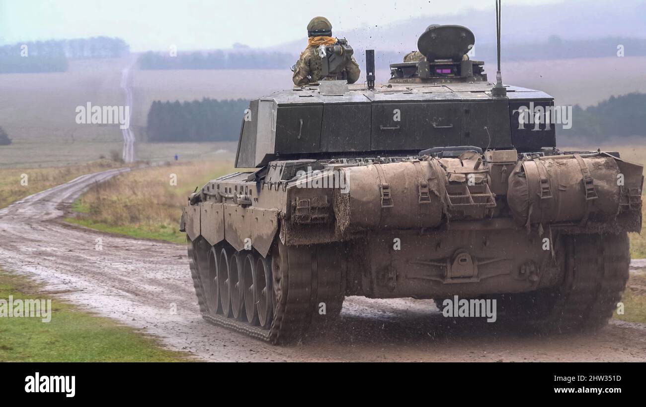 british army challenger 2 main battle tank in action on exercise on ...