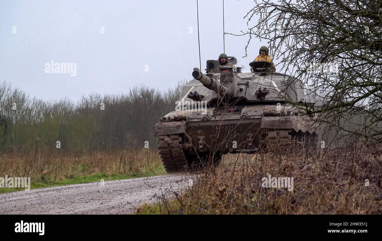 british army challenger 2 main battle tank in action on exercise on ...