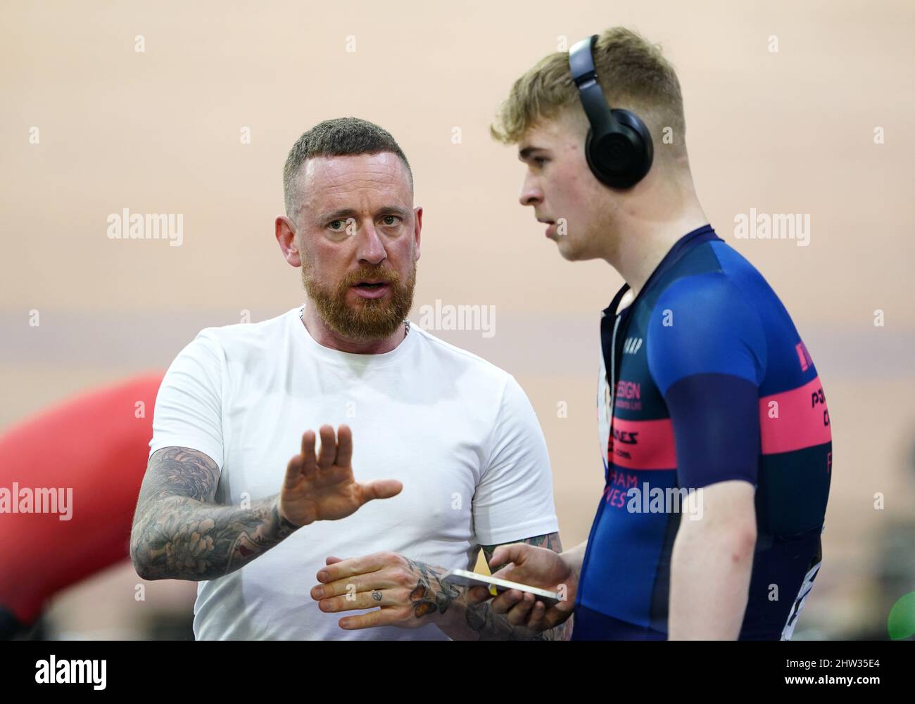 Sir Bradley Wiggins (left) with son Ben Wiggins during day one of the ...