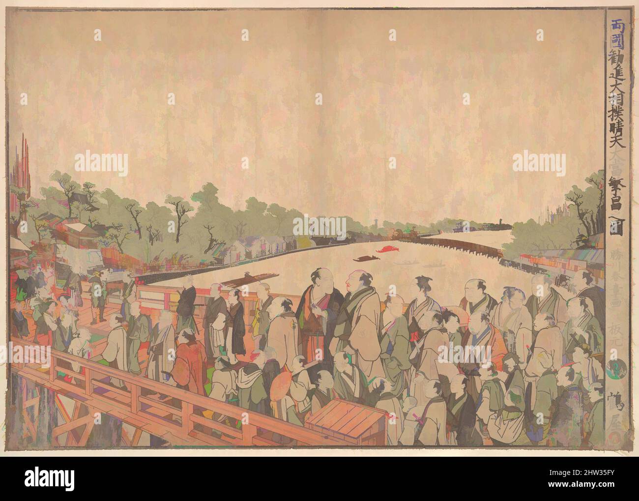 Art inspired by Ryogoku Kanjin Ōsumō sei-ten oatari hanjo no zu, Edo ...