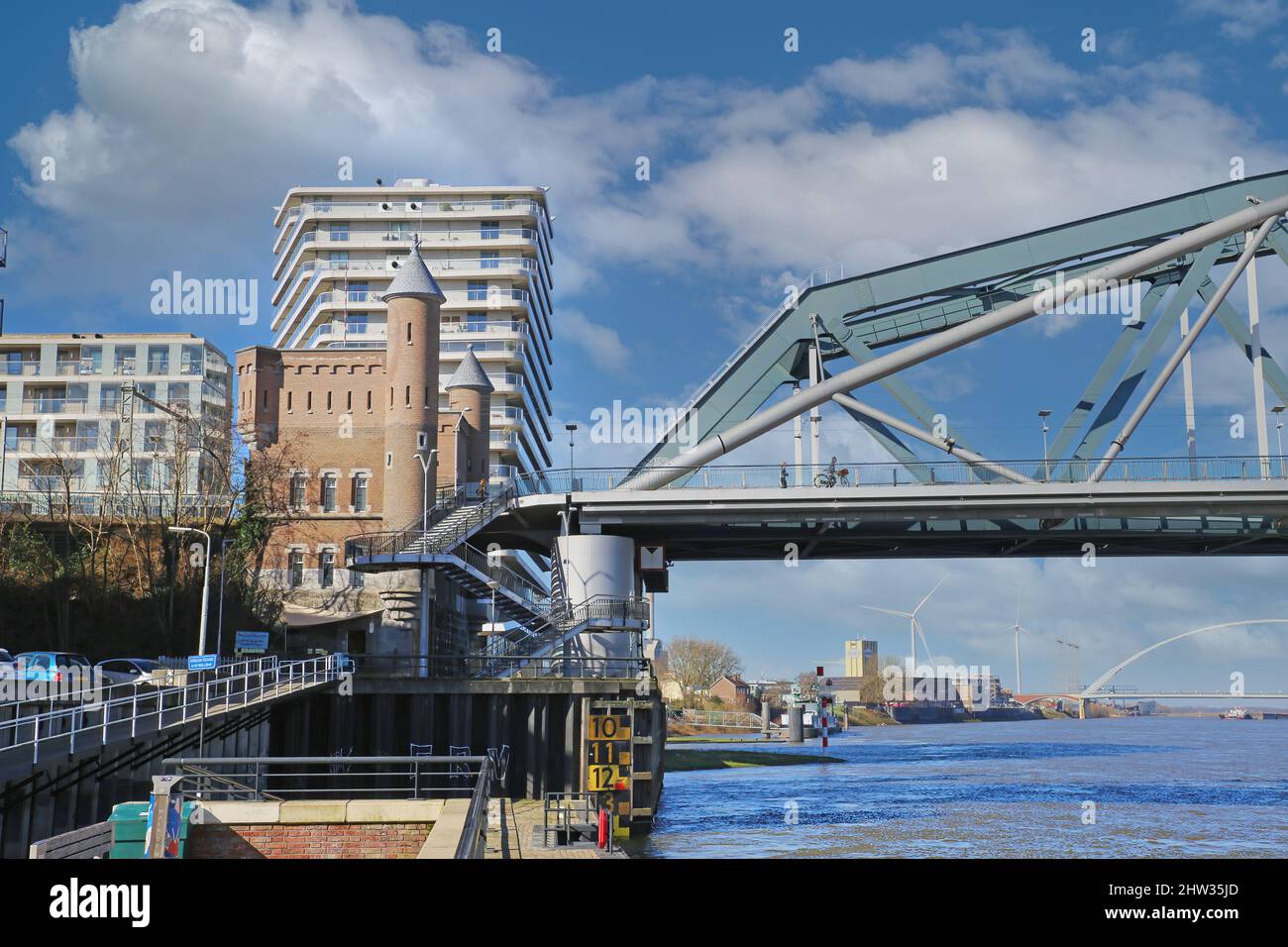 Nijmegen (Spoorbrug), Netherlands - February 27. 2022: View on medieval ...