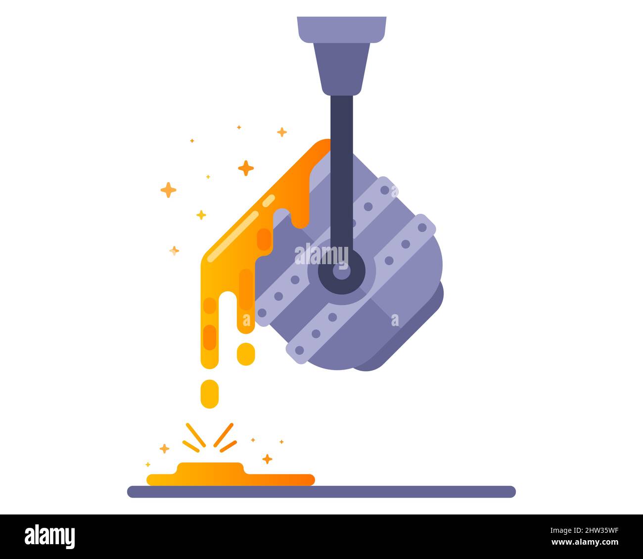 equipment in a steel mill. metal smelting. flat vector illustration ...