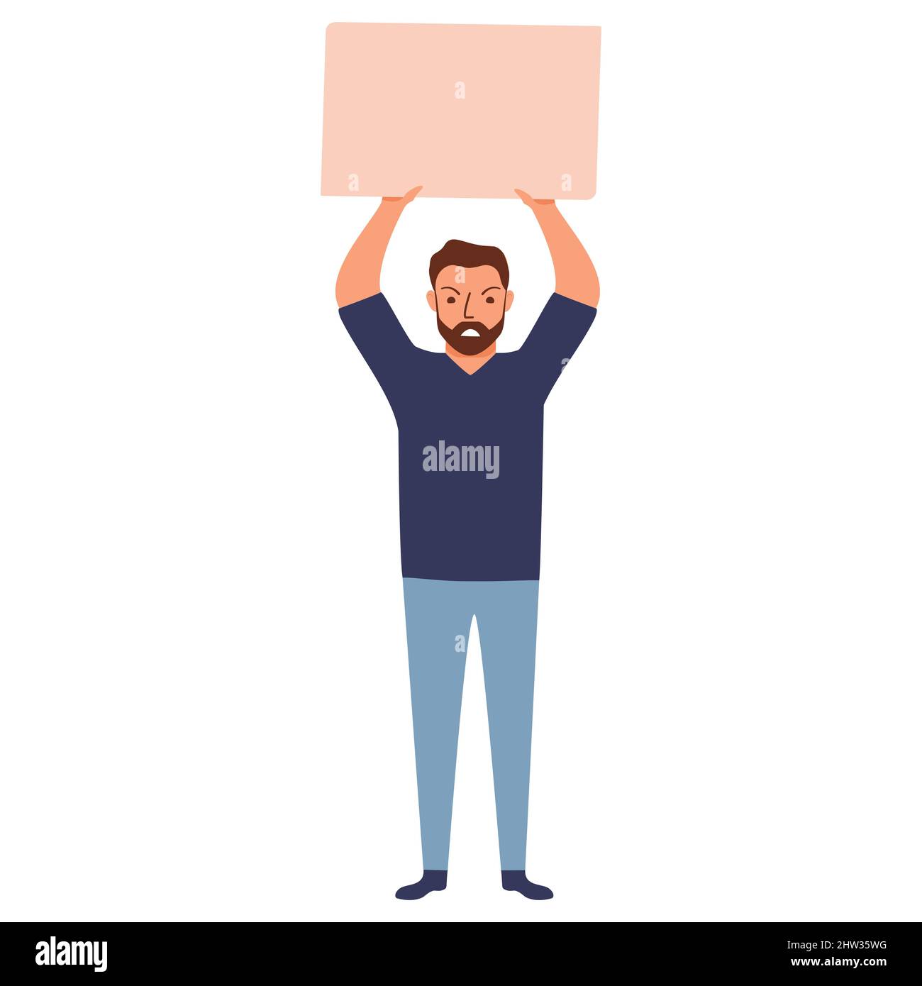 Man protesters. Vector illustration. Hand holding board Stock Vector ...