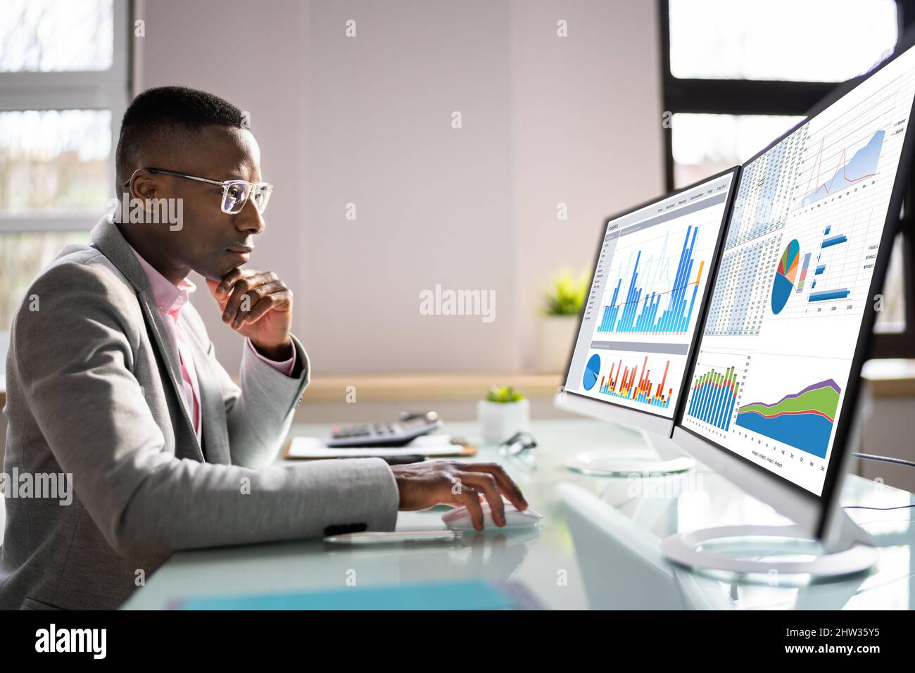 Financial Business Analytics Data Dashboard. Analyst Man Stock Photo ...