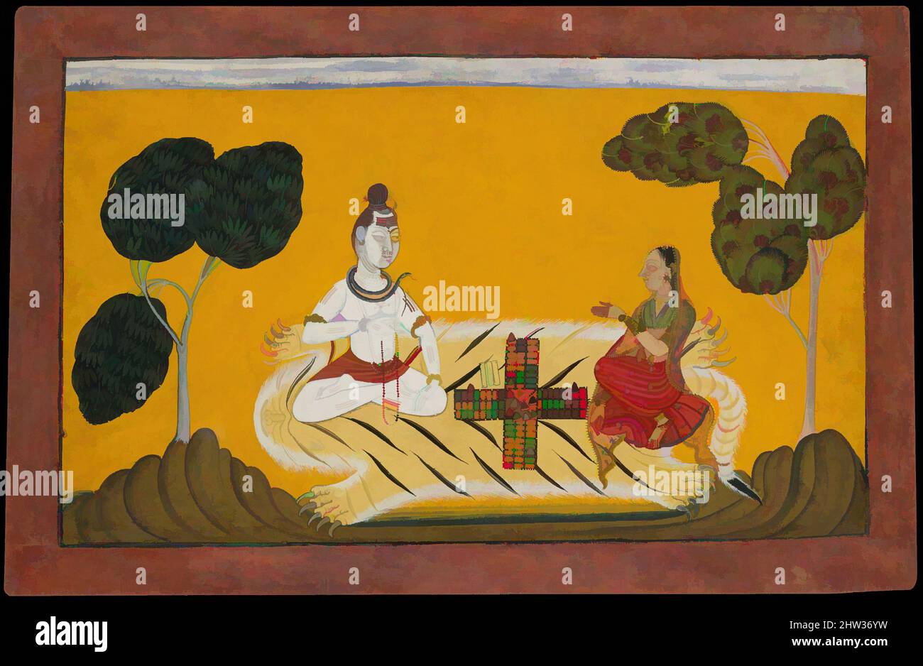 Art inspired by Shiva and Parvati Playing Chaupar: Folio from a ...