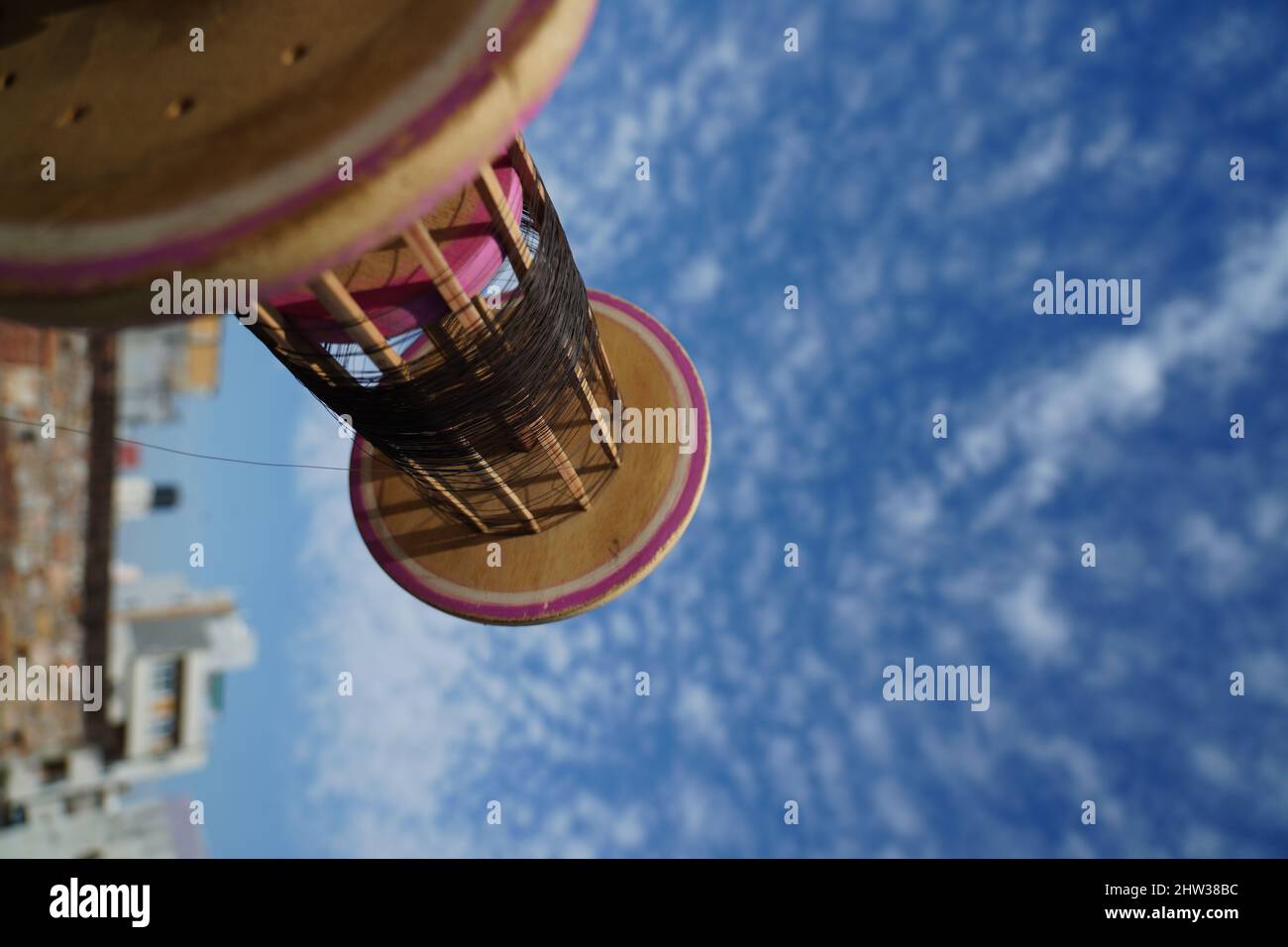 Closeup shot of a fire wheel kite winder line Stock Photo - Alamy