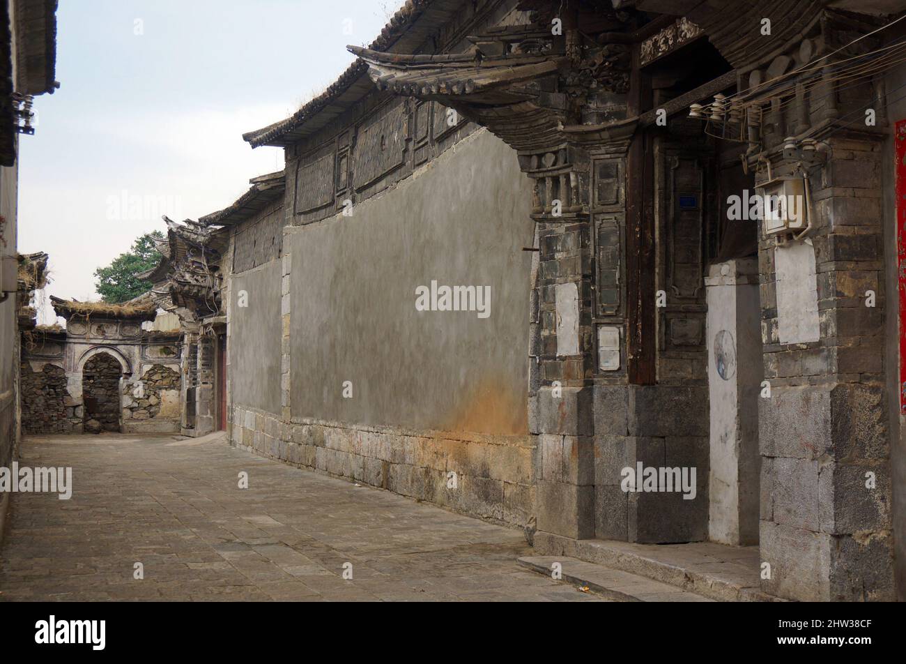 Backstreet alley behind old house in the Chinese village Stock Photo ...