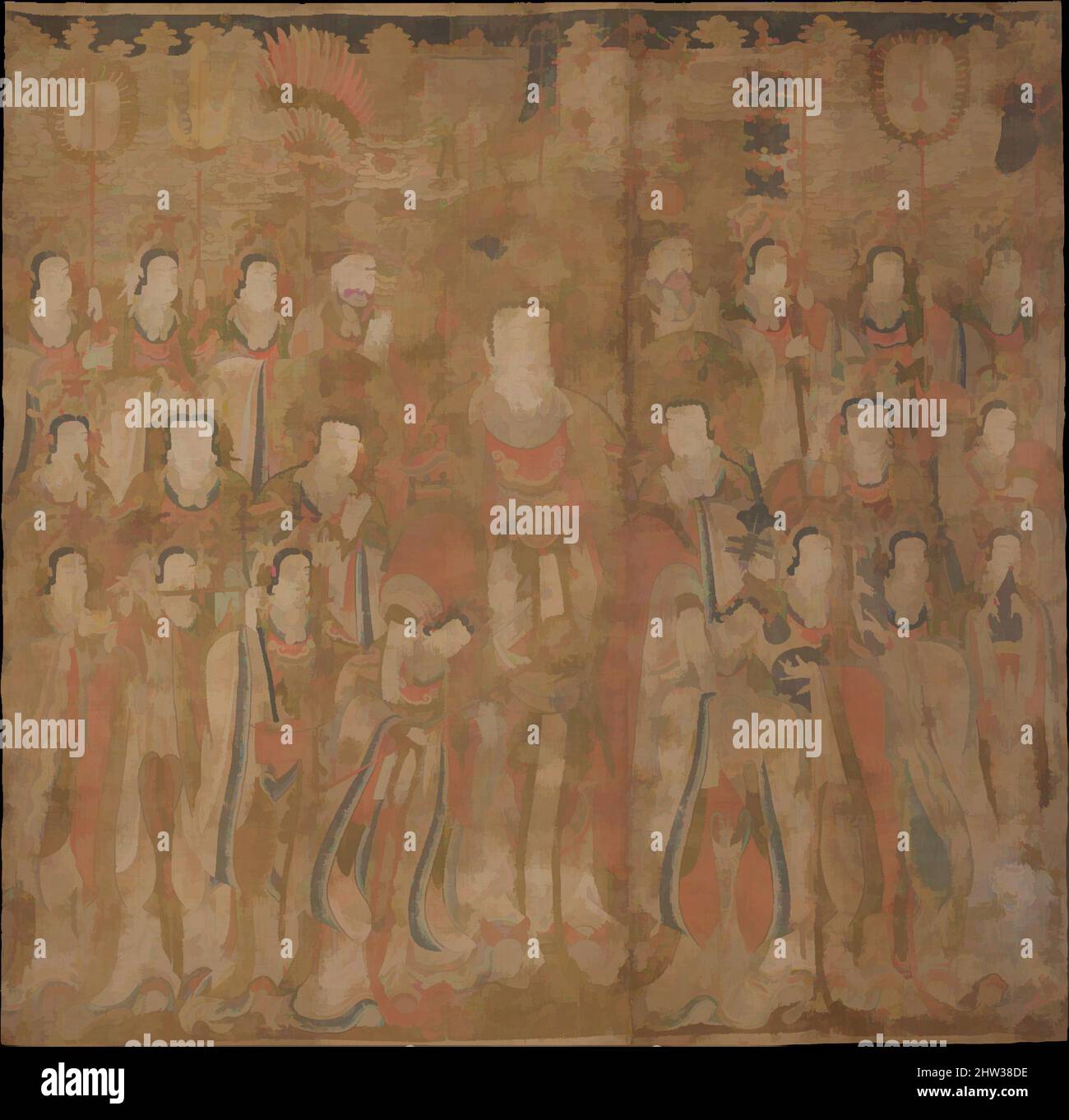 Art inspired by 범천왕을 중심으로 한 신중도 조선, 神衆圖 朝鮮, Brahma with attendants and ...