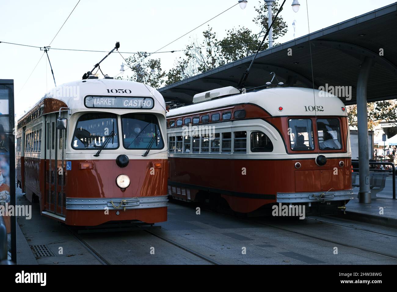 Trams in San Francisco Embarcadero Stock Photo - Alamy